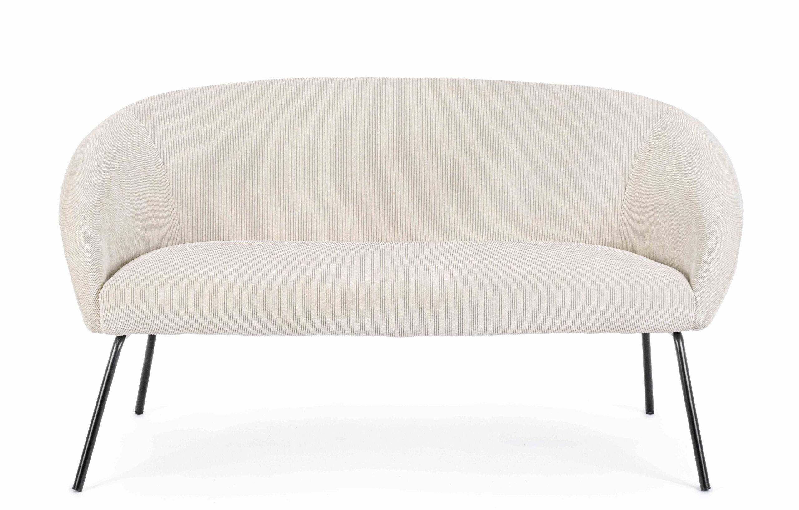 Divano AIKO in velluto bianco e gambe in acciaio - Konte Design